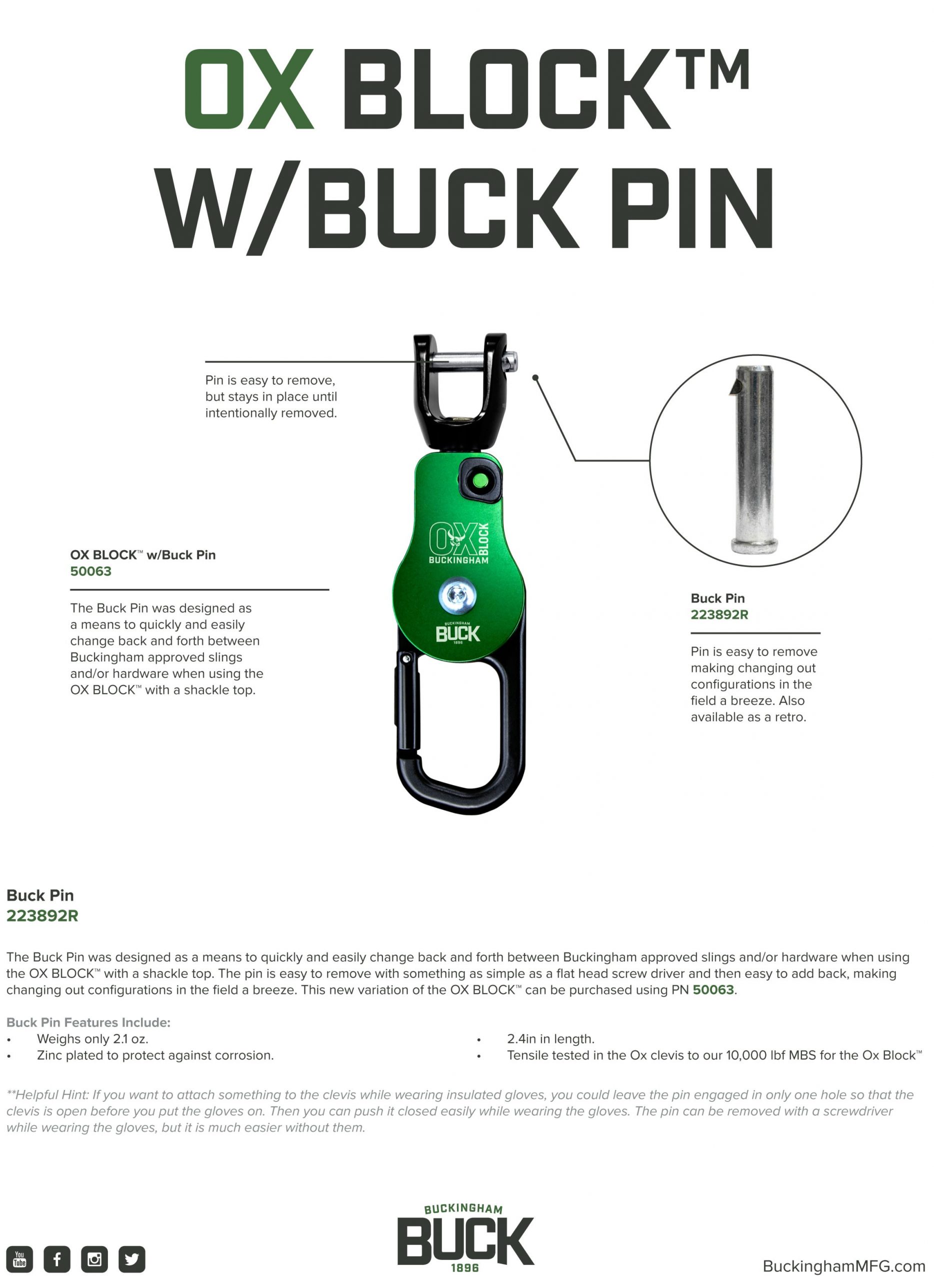 Ox Clevis Top w/ Buck Pin - 50063 - Buckingham Manufacturing