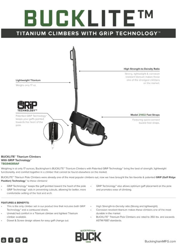 BuckLite™ Titanium Pole Climbers with GRiP Technology™ and FastStrap ...