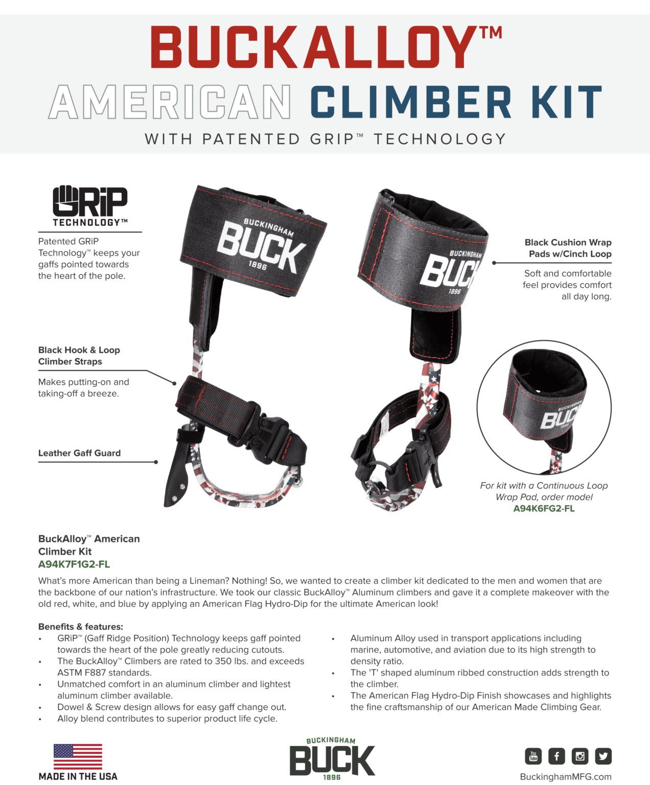 BuckAlloy™ American Climber Kit - A94K7F1G2-FL - Buckingham Manufacturing